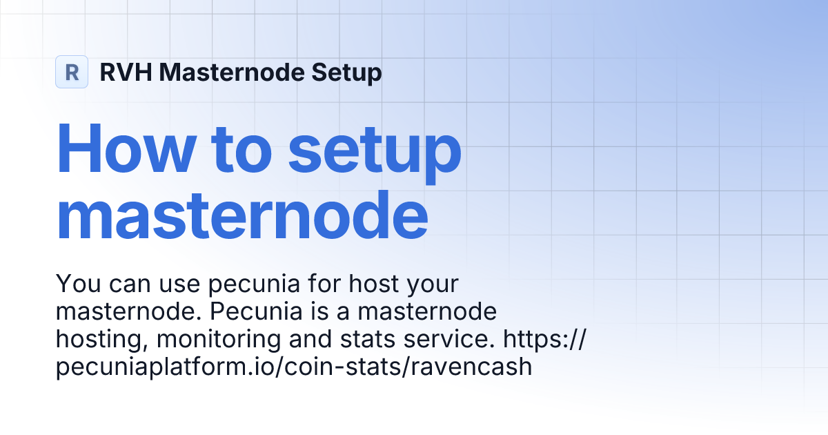 How to setup masternode | RVH Masternode Setup